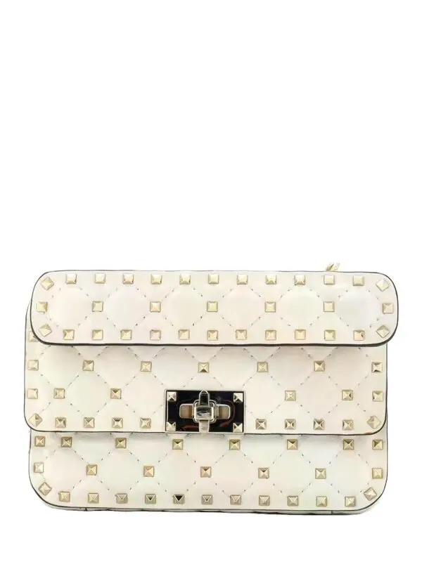 Valentino Garavani Rockstud Spike Flap Bag Quilted Leather Small Crossbody - Neutrals