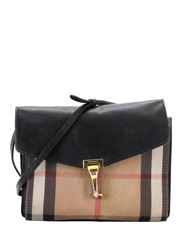 Burberry Macken Leather And House Check Canvas Crossbody Bag - Black