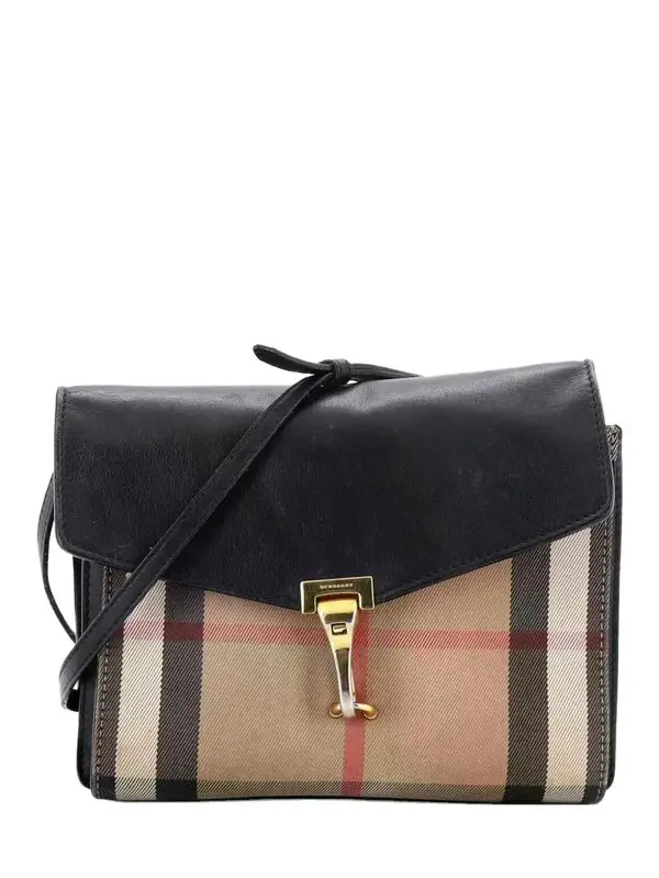 Burberry Macken Leather And House Check Canvas Crossbody Bag - Black