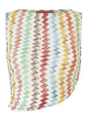Missoni Asymmetric Crop Top With Micro Zigzag Pattern - White & Multicoloured