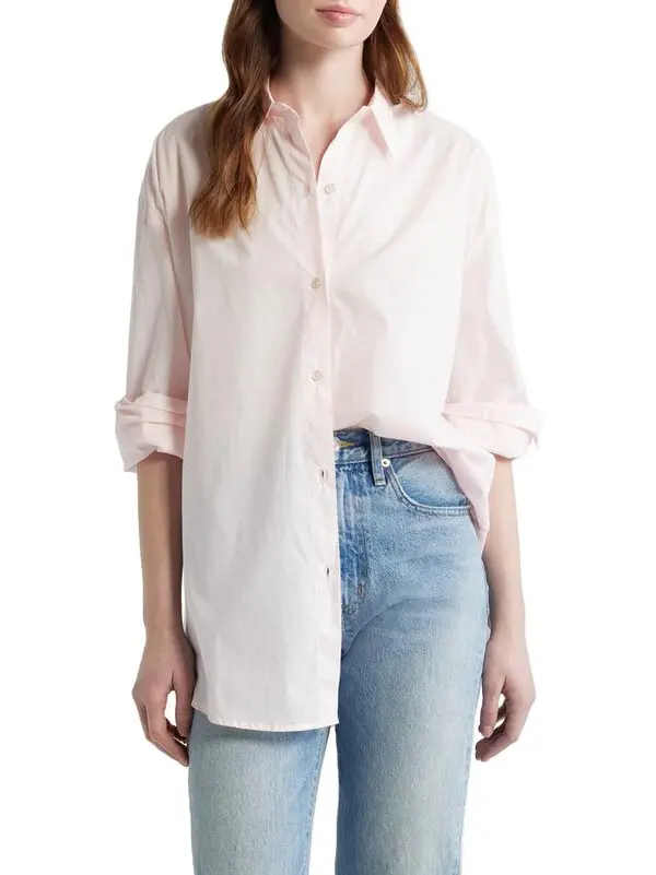 CISSA Oversize Cotton Button-up Shirt - Baby Pink