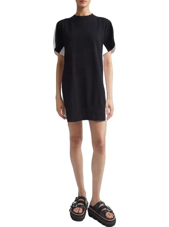 Sacai Mixed Media Knit & Poplin Minidress - Black/off White