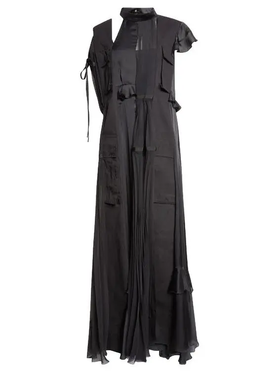Sacai Mixed Media Maxi Dress - Black