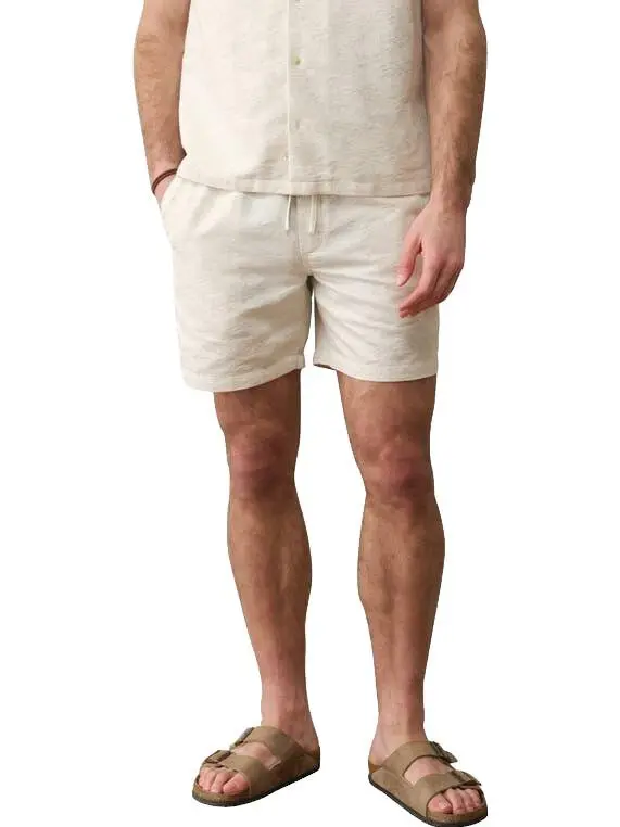 Marine Layer 6-inch Saturday Cotton & Linen Blend Beach Shorts - Natural/tan