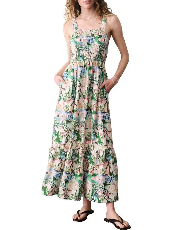 Marine Layer Selene Floral Maxi Dress - Watercolor Palm
