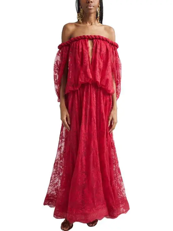 Zimmermann Luna Twist Lace Gown - Fuchsia
