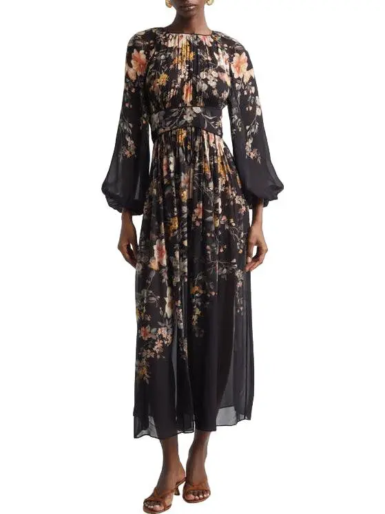 Zimmermann Kindred Spirit Carousel Floral Midi Dress - Black Songbird