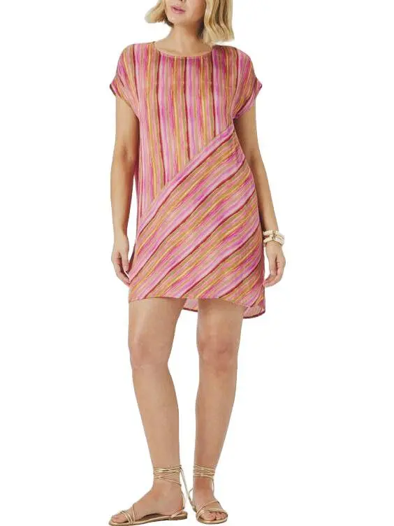 Splendid Kelsea Stripe Minidress - Fuchsia Pink/multi