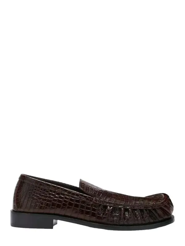 Dries Van Noten Embossed Leather Loafers - Brown