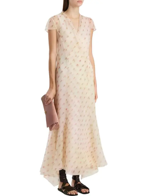 Khaite V-neck Midi Dress - Neutrals