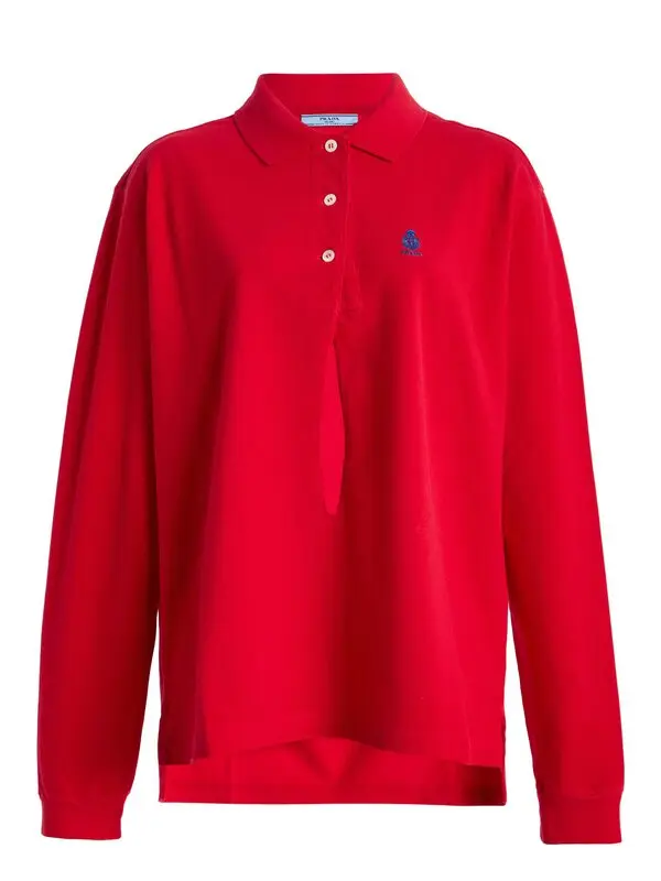 Prada Cotton Pique Polo Shirt - Red