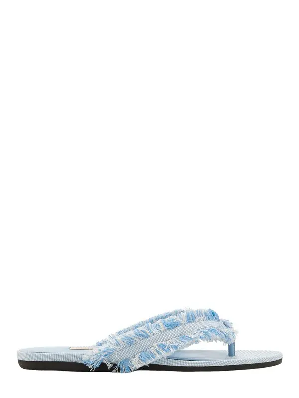 JIMMY CHOO Bay Flat Frayed Canvas Sandals - Blue
