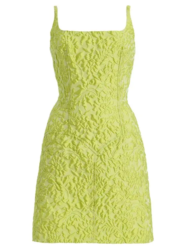 EMILIA WICKSTEAD Eliezer Jacquard Mini Dress - Lime Green