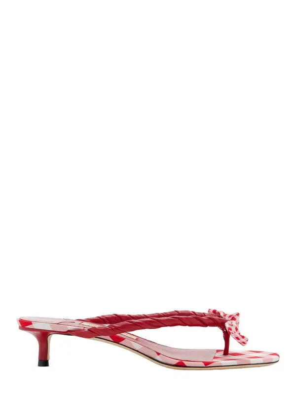 JIMMY CHOO Liss Gingham Leather Sandals - Red