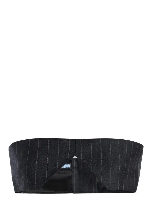 Prada Pinstriped Wool Cropped Top - Grey