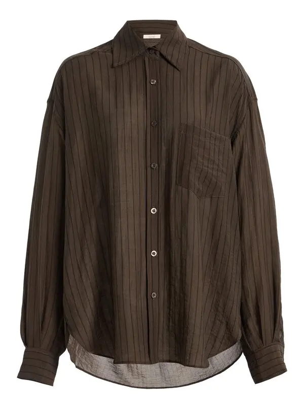 ELCE Remi Oversized Striped Shirt - Brown