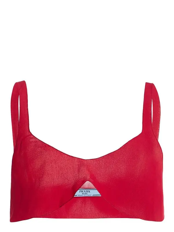 Prada Silk Crepe De Chine Cropped Bustier Top - Red