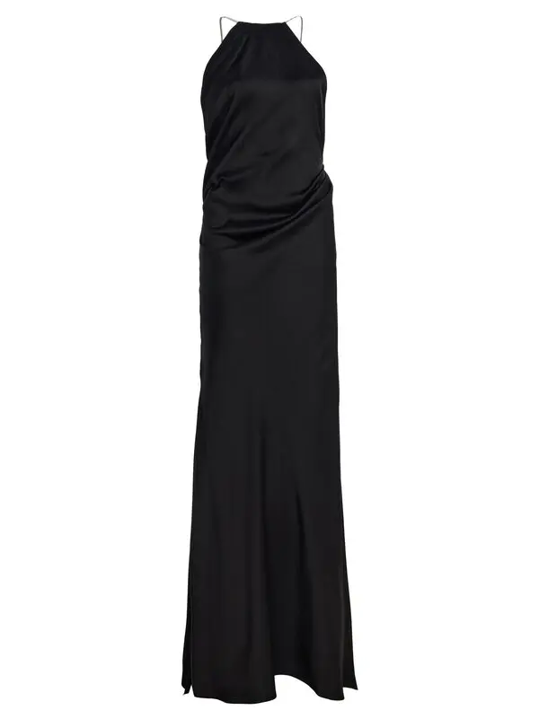 Victoria Beckham Chain-detailed Halter Gown - Black