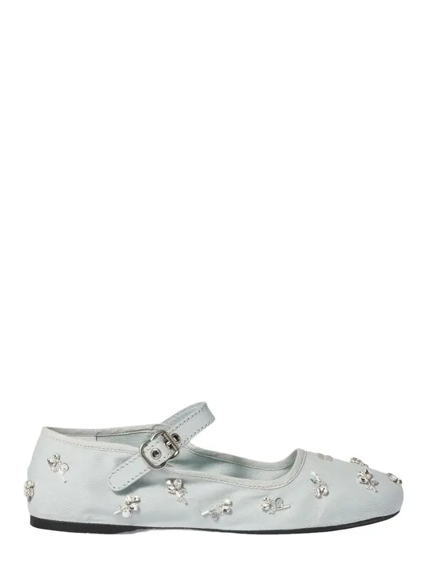Miu Miu Embroidered Drill Ballerinas - Blue