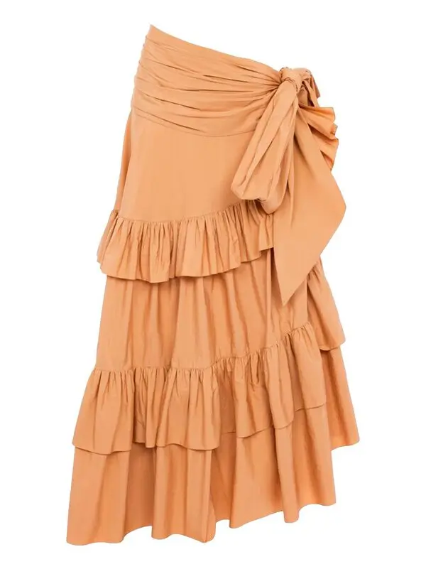 Chloé Long Skirt With Ruffles - Nude & Neutrals
