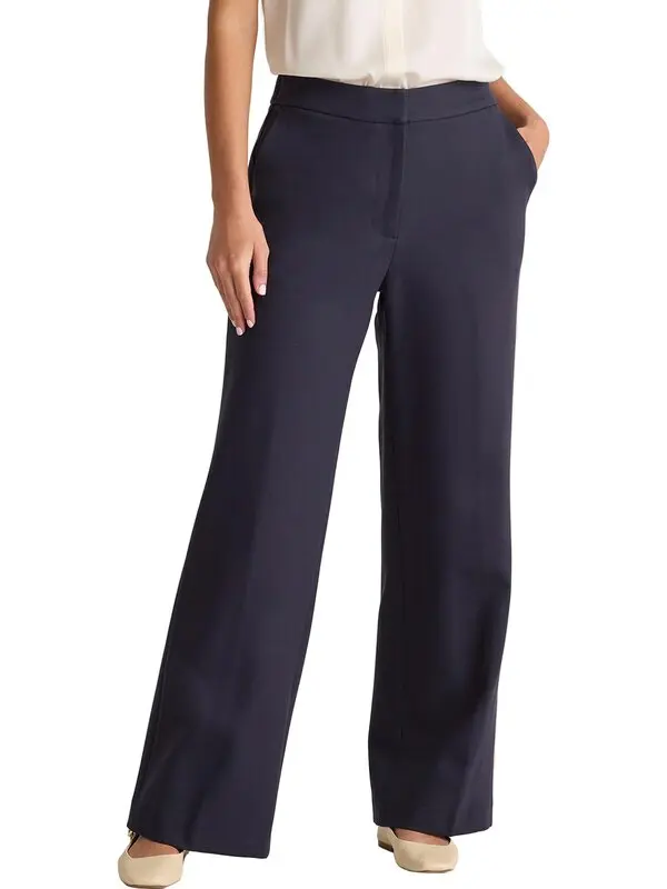 Quince Ultra-stretch Ponte Trousers - Navy