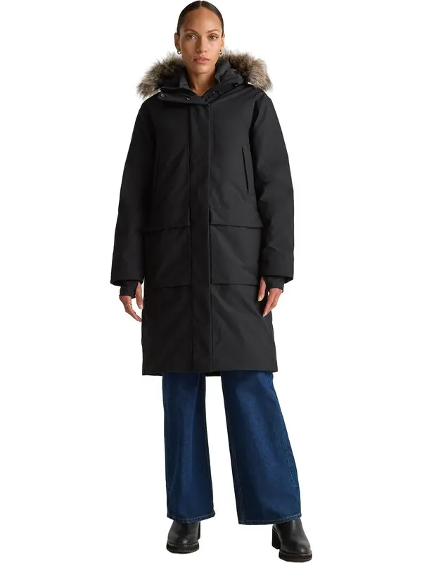 Quince Responsible Down Hooded Long Parka - Black
