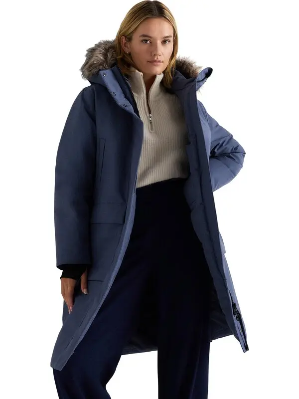 Quince Responsible Down Hooded Long Parka - Storm Blue