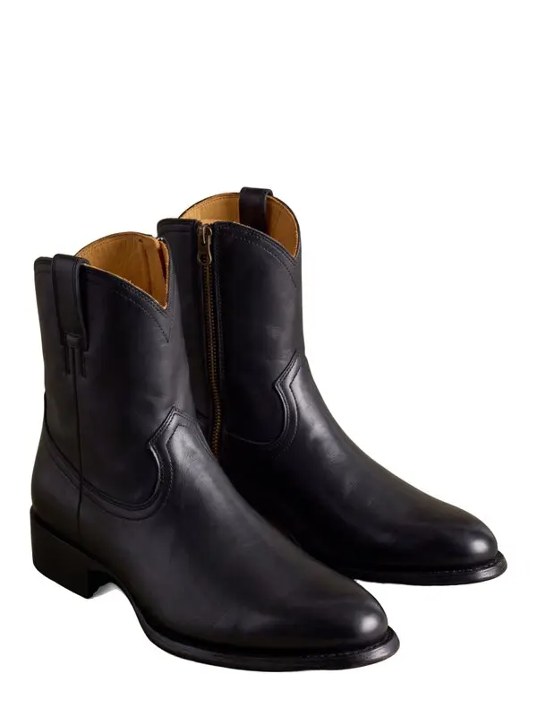 Quince Crafted Leather Western Zip Boots - Black