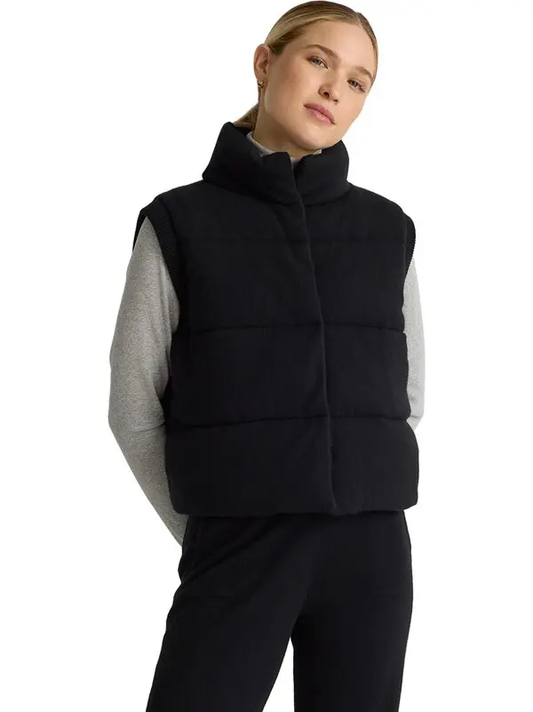 Quince Mongolian Cashmere Puffer Vest - Black