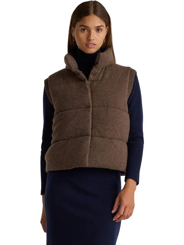 Quince Mongolian Cashmere Puffer Vest - Brown