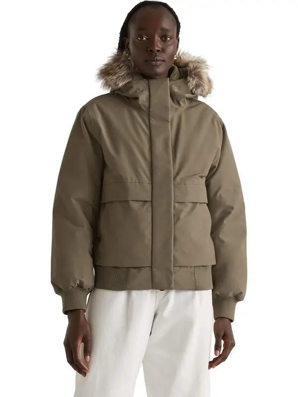 Quince Responsible Down Hooded Short Parka - Faded Cargo