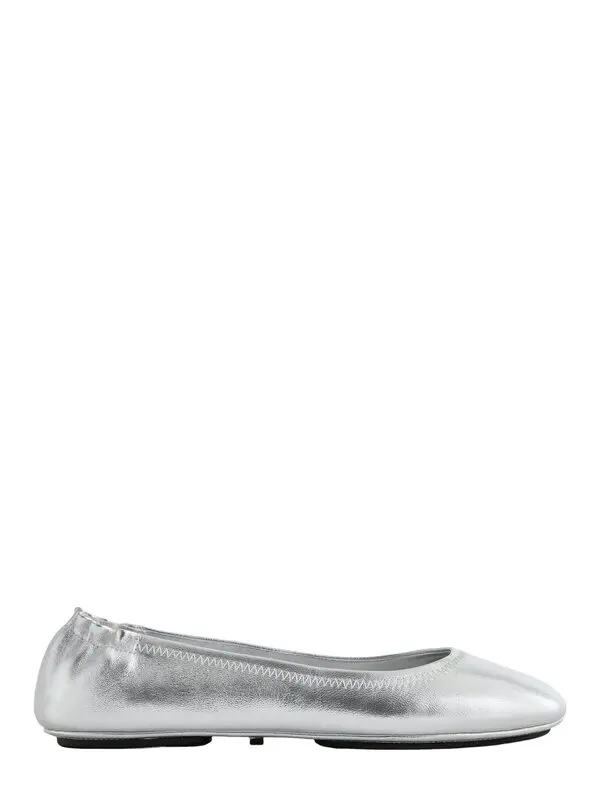 Quince Italian Leather On-the-go Ballet Flats - Silver