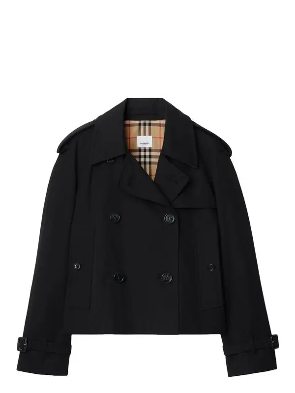 Burberry Cropped Gabardine Mayfair Trench Jacket - Black