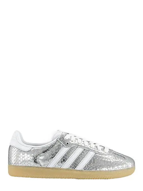 Adidas Samba Og Leather Trainers - Snake Silver Metallic Wh