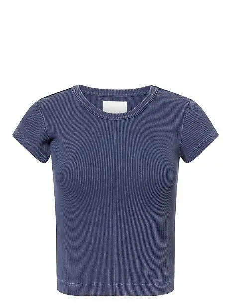 Citizens Of Humanity Nello Cropped Stretch-cotton T-shirt - Mineral Navy (dk Nvyl)