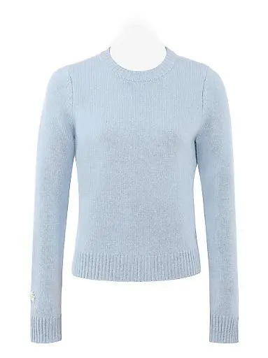 House Of Cb Abbie Crewneck Merino Wool Jumper - Cornflowerblue