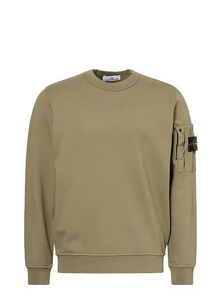 Stone Island Brand-patch Cotton Sweatshirt - Military Green
