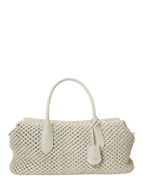 Polo Ralph Lauren Bellport Small Raffia And Leather Tote Bag - Frosting