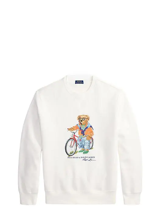 Polo Ralph Lauren Bike Polo Bear Printed Cotton-blend Sweatshirt - White- Summer Bear