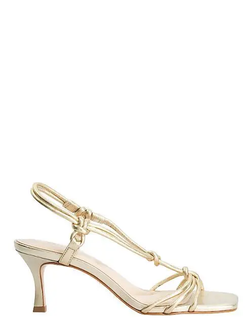 DUNE Matti Leather Heeled Sandals - Gold Leather