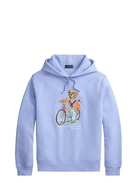 Polo Ralph Lauren Bike Polo Bear Printed Cotton-blend Hoody - Austin Blue Summer Bear