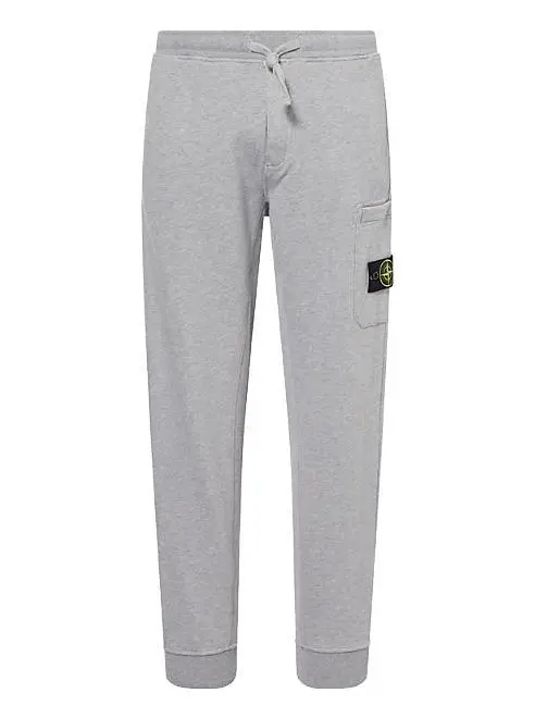 Stone Island Brand-badge Cotton-fleece Jogging Bottoms - Grey Melange