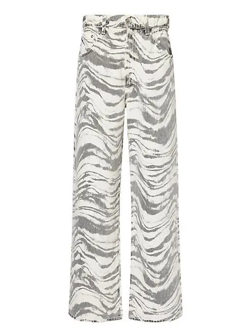 AGOLDE Lyonne Printed Denim Jeans - Quiver Blk/wht Blurred