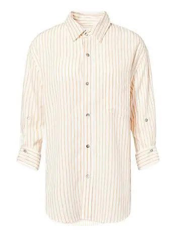Citizens Of Humanity Kayla Pinstripe Woven Shirt - Sherbet Stripe (lt Org)