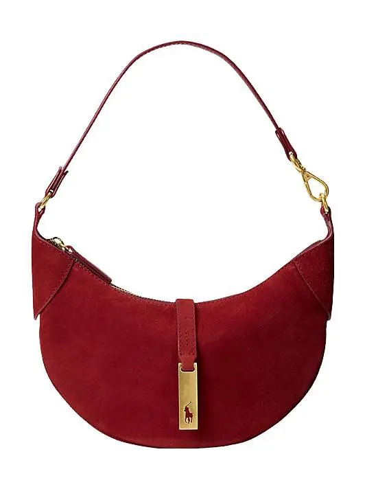 Polo Ralph Lauren Polo Id Small Suede Shoulder Bag - Pomegranate