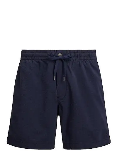 Polo Ralph Lauren Logo-embroidered Seersucker Cotton-blend Shorts - Newport Navy