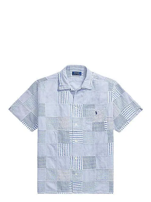 Polo Ralph Lauren Logo-embroidered Patch-work Seersucker Cotton Shirt - 7149 Patchwork Blues