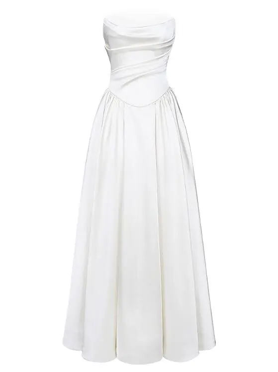 House Of Cb Jelena Strapless Satin Gown - Ivory