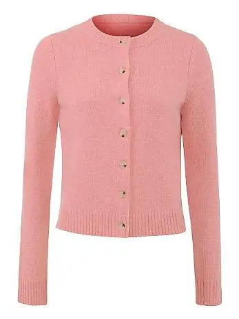 House Of Cb Round-neck Wool-blend Cardigan - Flamingo Pink