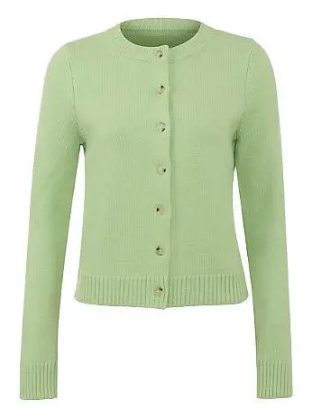 House Of Cb Round-neck Wool-blend Cardigan - Matcha